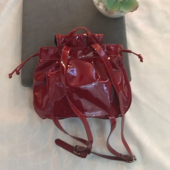 Bags | Red Patent Leather Womens Backpack Purse | Poshmark